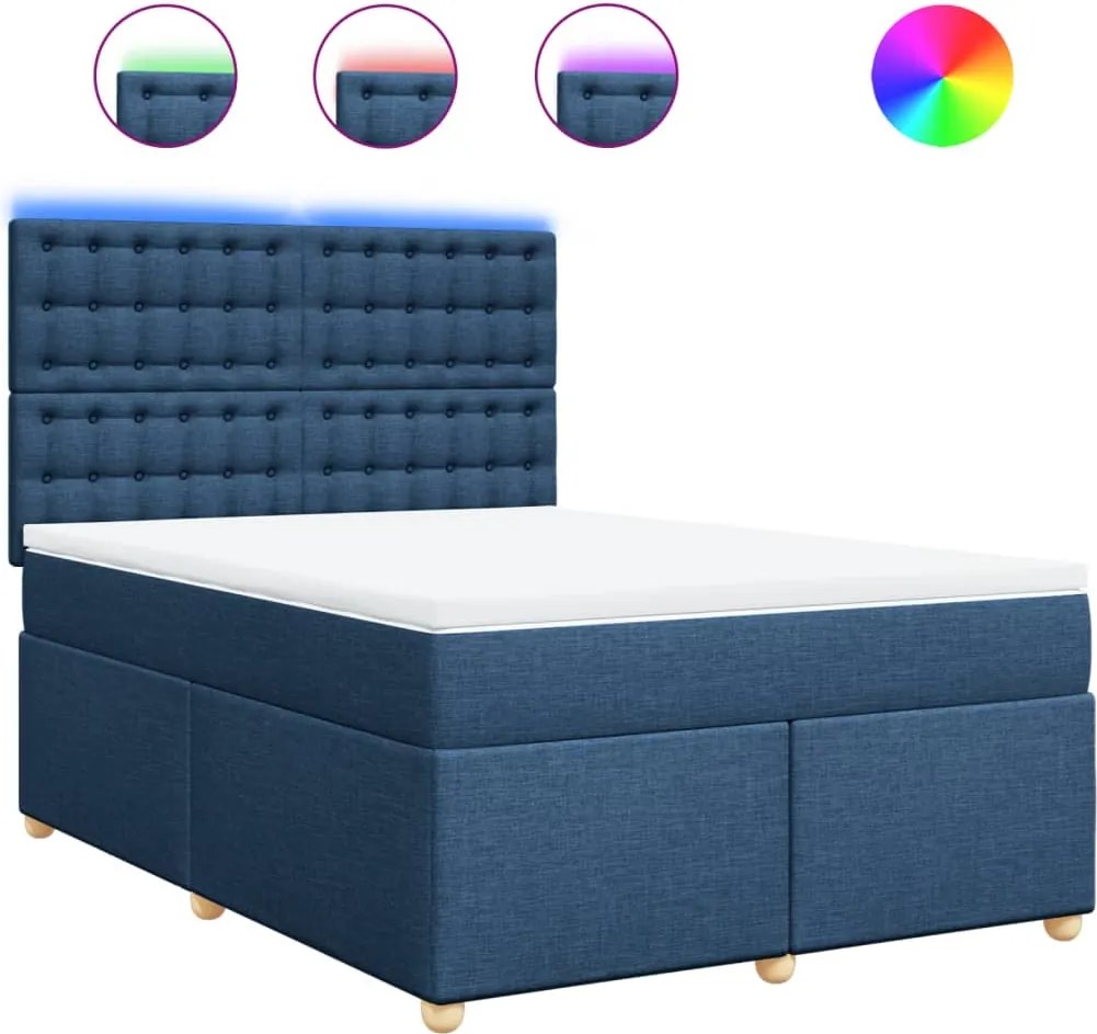 Box spring postel s matrací modrá 160x200 cm textil 3293651