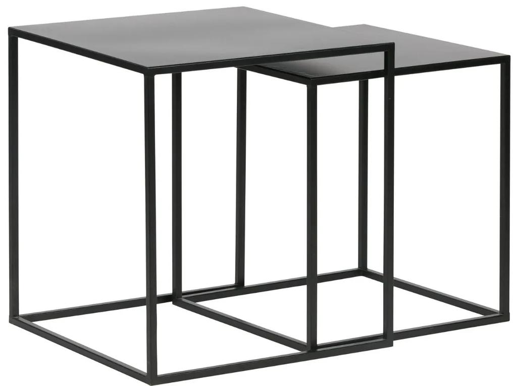 Hoorns Set dvou černých odkládacích stolků Nodens 40 x 40/45 x 45 cm