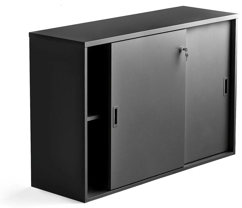 AJ Produkty Skříň s posuvnými dveřmi MODULUS XL, uzamykatelná, 800x1200 mm, černá
