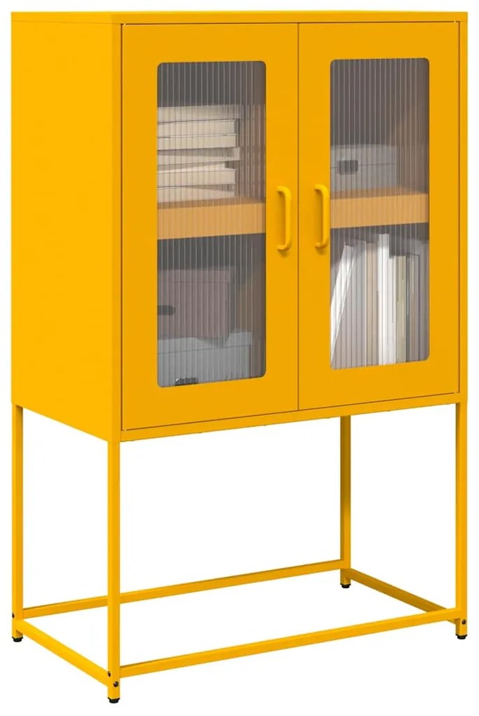 Skříň highboard hořčicově žlutá 68x39x107 cm ocel