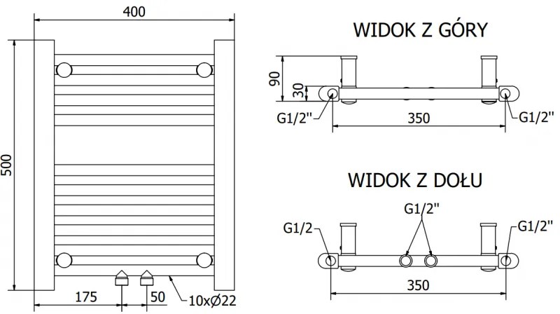 Mexen Mars, elektrické topné těleso 500 x 400 mm, 300 W, černá, W110-0500-400-6300-70