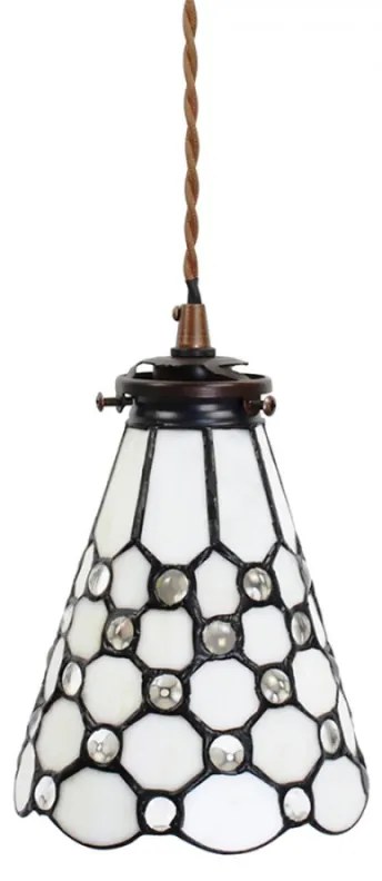 Závěsná Tiffany lampa kamínky Sacheverell – 15x115 cm