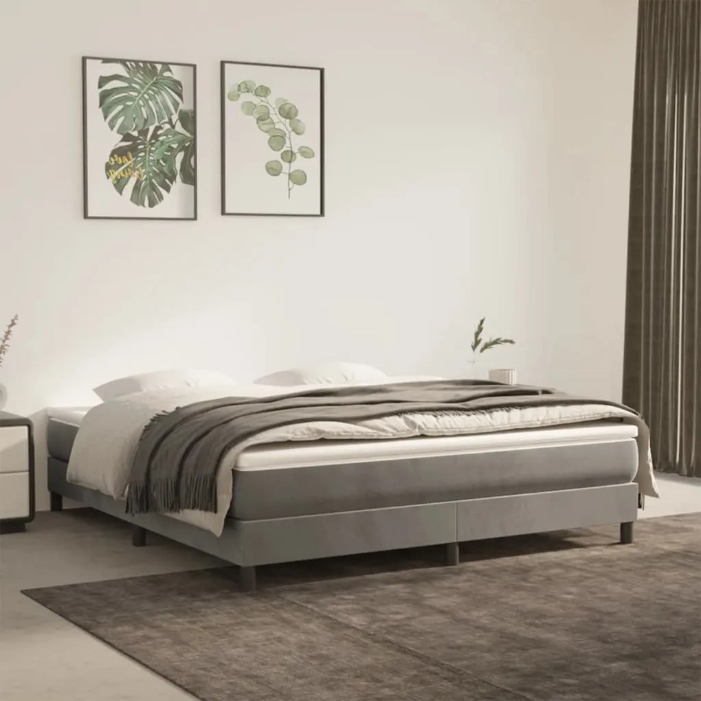 Rám postele s boxspringem světle šedý 180 x 200 cm samet 3120784
