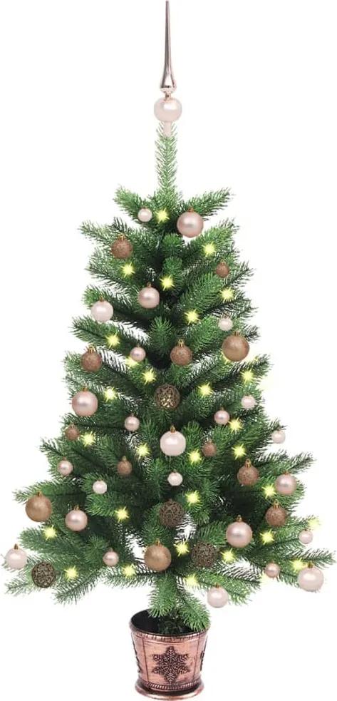 vidaXL Umělý vánoční stromek s LED a sadou koulí 90 cm zelený [3077552] Barva: Bílá