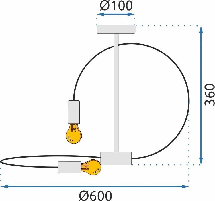 Toolight, stropní svítidlo 4xE27 APP1093-4C, černá, OSW-04409