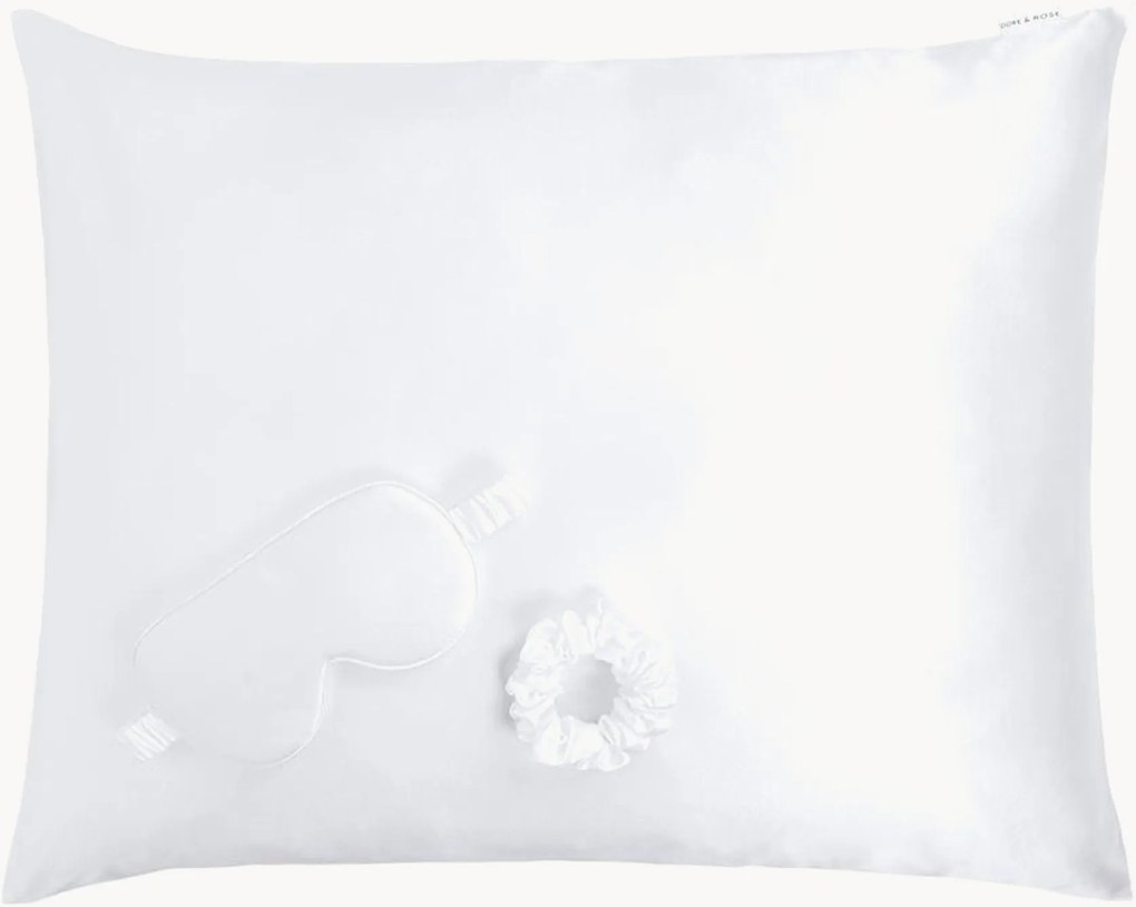 Sada na spaní z hedvábí White L, 3 díly