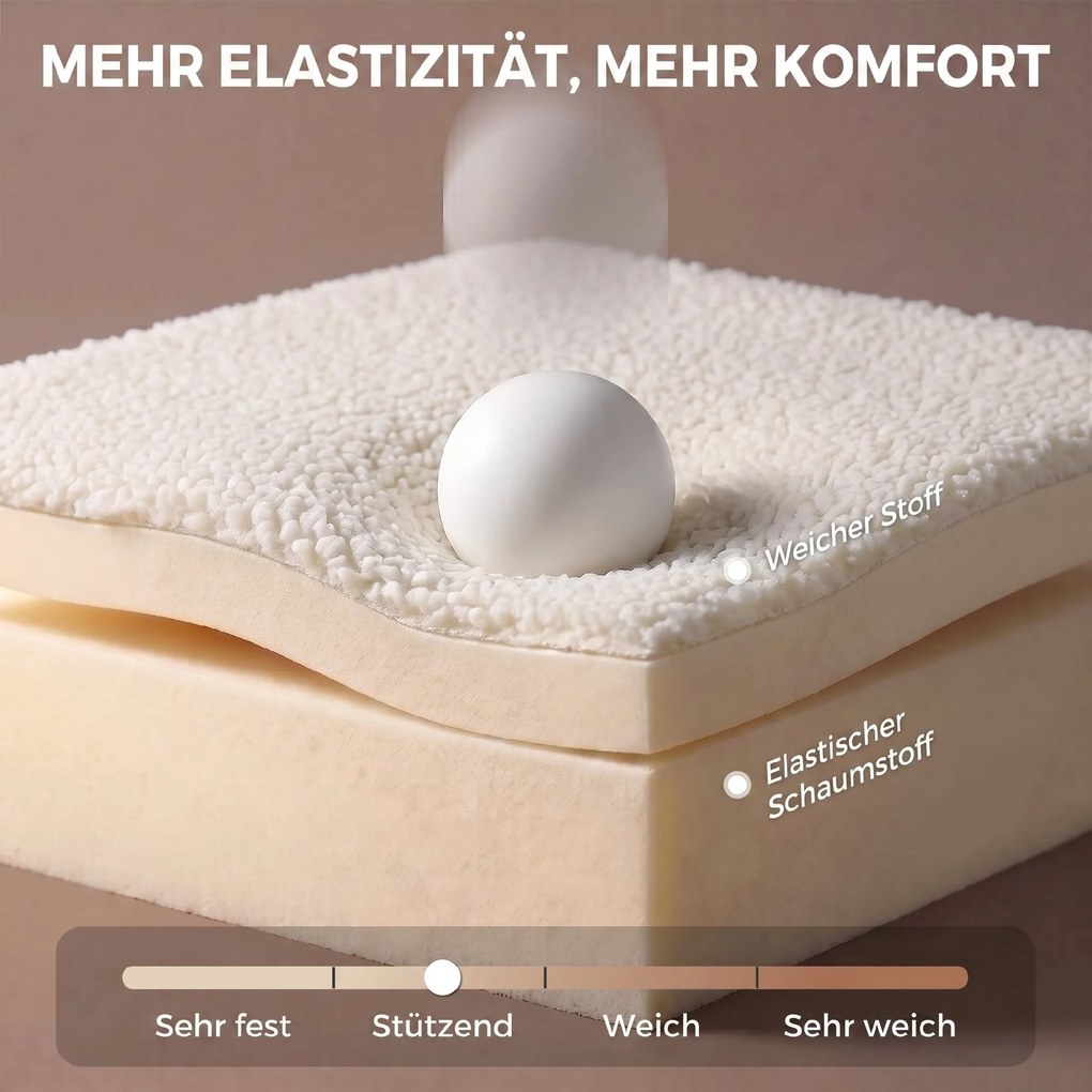 HOMCOM Kancelářská židle z beránkového fleecu, otočná židle s 360° otočnou funkcí, naklápěcí funkcí, výškově nastavitelná, s PU kolečky, krémově bílá