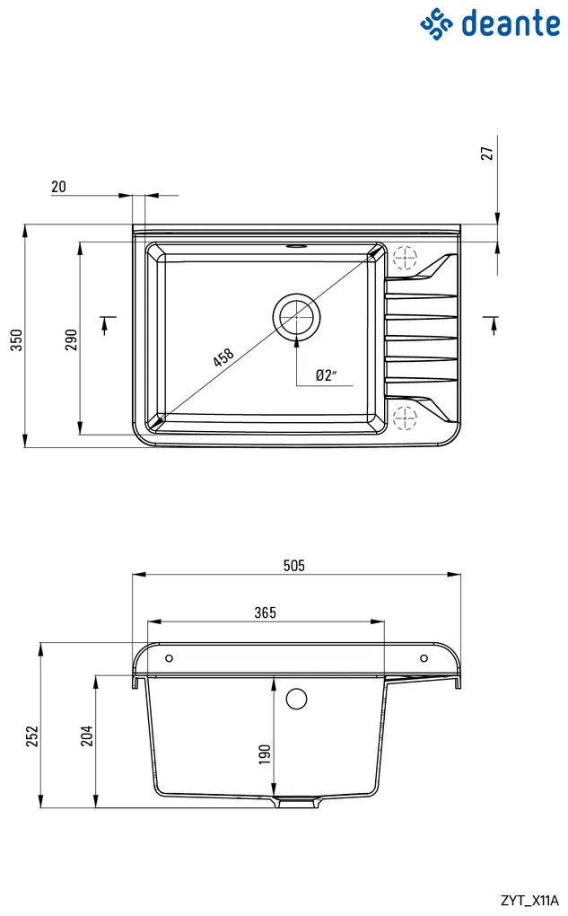 Deante Technický dřez Garden s odkapávačem - ZYT 211A