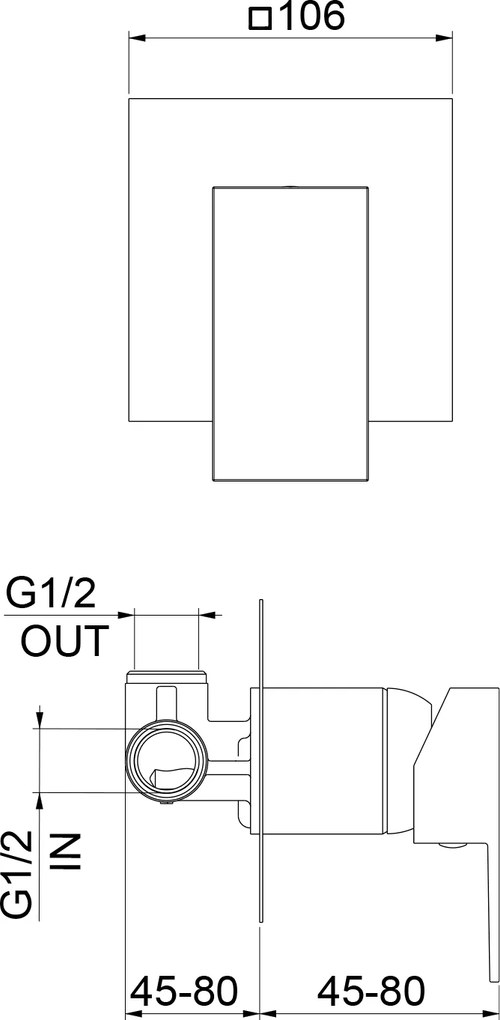 Sapho Spectre sprchová baterie podomítková 1 výstup černá mat 1102-76B