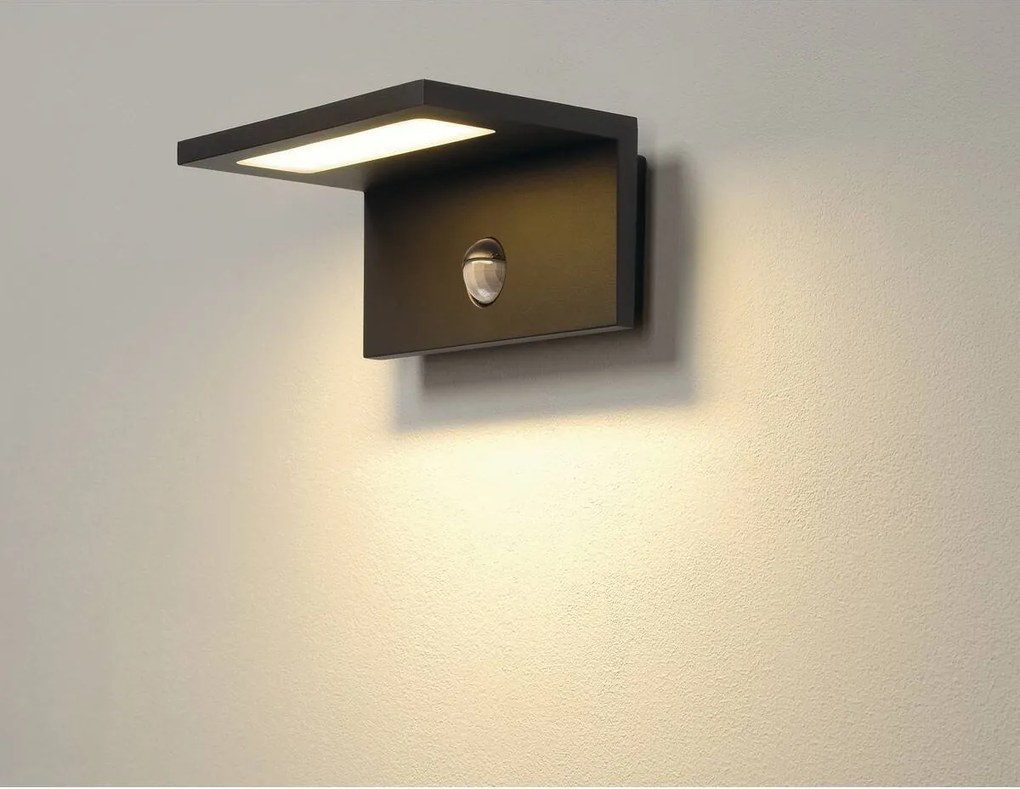 LA 1001969 LED SENSOR WL, LED venkovní nástěnné nástavbové svítidlo, IP44, ANTRACIT, 3000K - BIG WHITE (SLV)