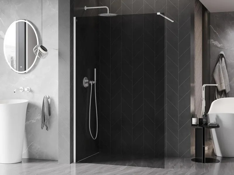 Mexen, Mexen Kioto-X sprchová stěna 70 x 200 cm, grafit 10 mm, bílá - 800-070-101-20-40-X