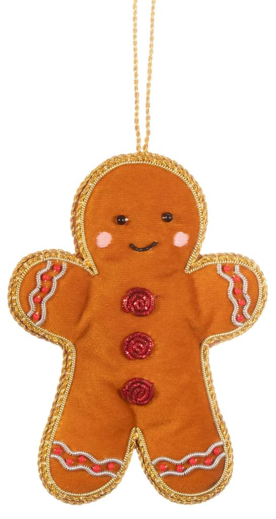 sass & belle Vánoční ozdoba Gingerbread Zari, hnědá barva, textil