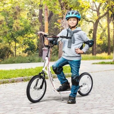 HOMCOM dětská koloběžka, koloběžka, městská koloběžka, koloběžka s pneumatikami, ruční brzda, dětská koloběžka, skládací