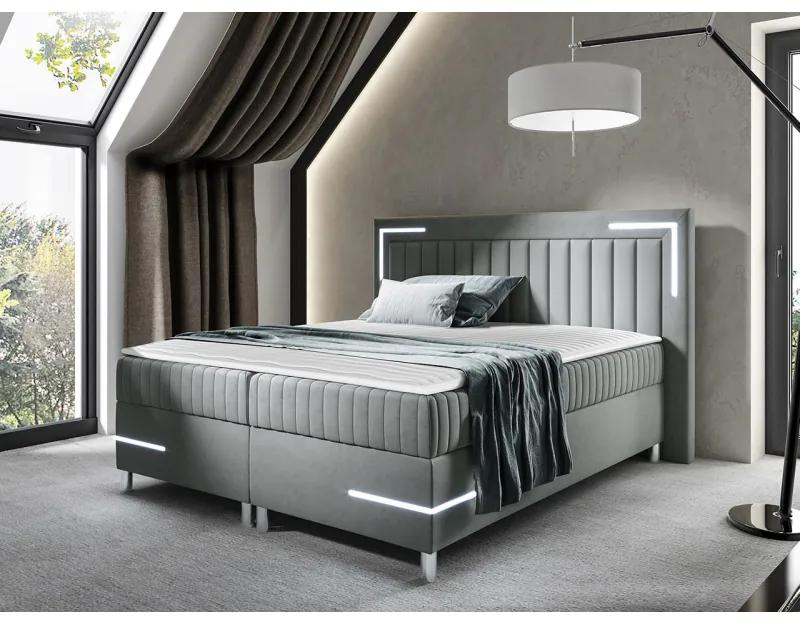 Kontinentální postel Suhak 3 LED, Rozměr postele: 200x200, Barva:: Velutto 15