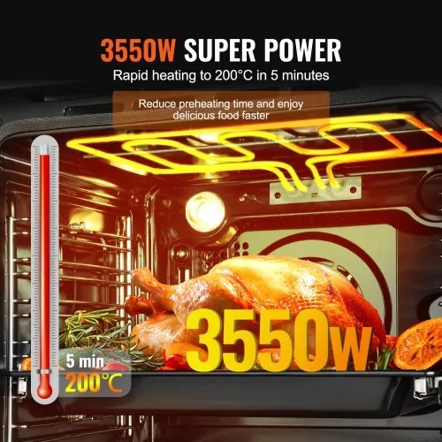 Jednostěnná trouba 61 cm elektrická vestavěná nástěnná trouba 16 funkcí 75,9 l
