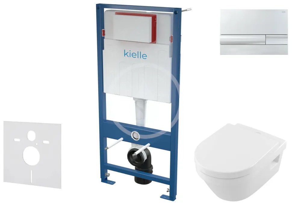 kielle - Set předstěnové instalace, klozetu Architectura a sedátka softclose, CeramicPlus, tlačítko Gemini l, lesklý chrom