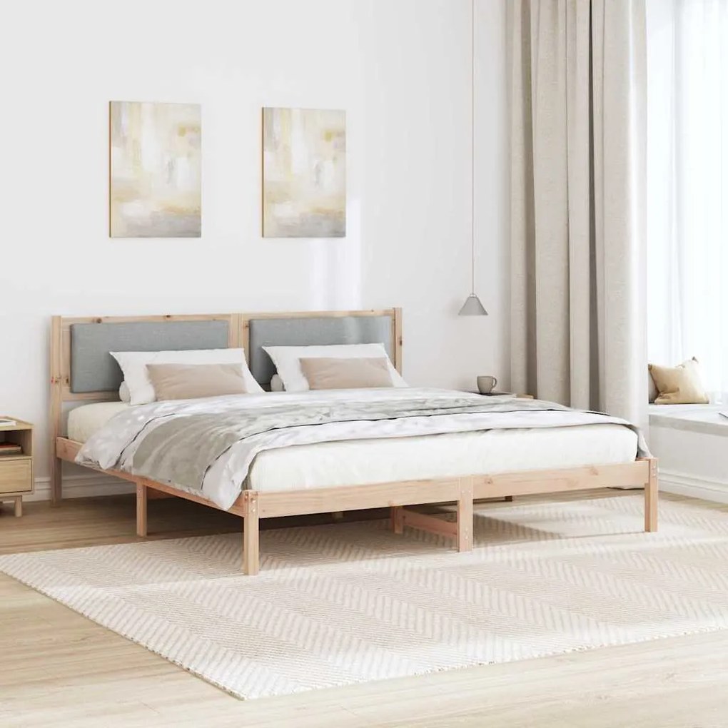 Rám postele Světle šedá 200 x 200 cm Masivní borové dřevo 3394228