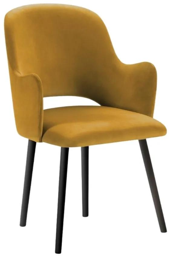OnaDnes -20% Žlutá sametová jídelní židle MICADONI MARIN