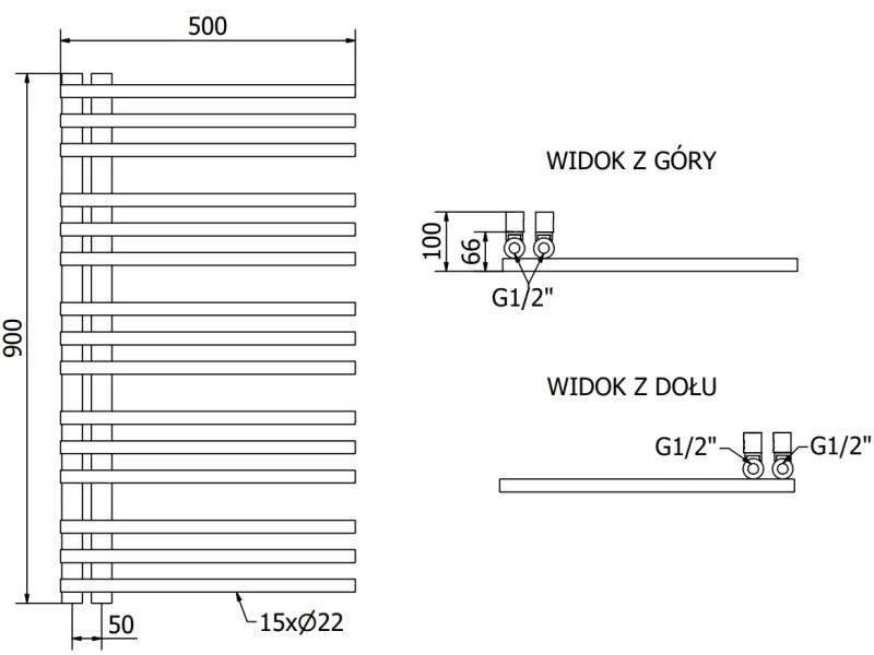 Mexen Neptun, topné těleso 900x500 mm, 291 W, zlatá lesklá, W101-0900-500-00-50