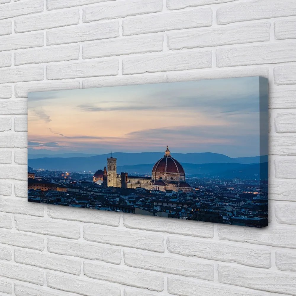 Obrazy na plátně Itálie katedrála panorama v noci 125x50 cm