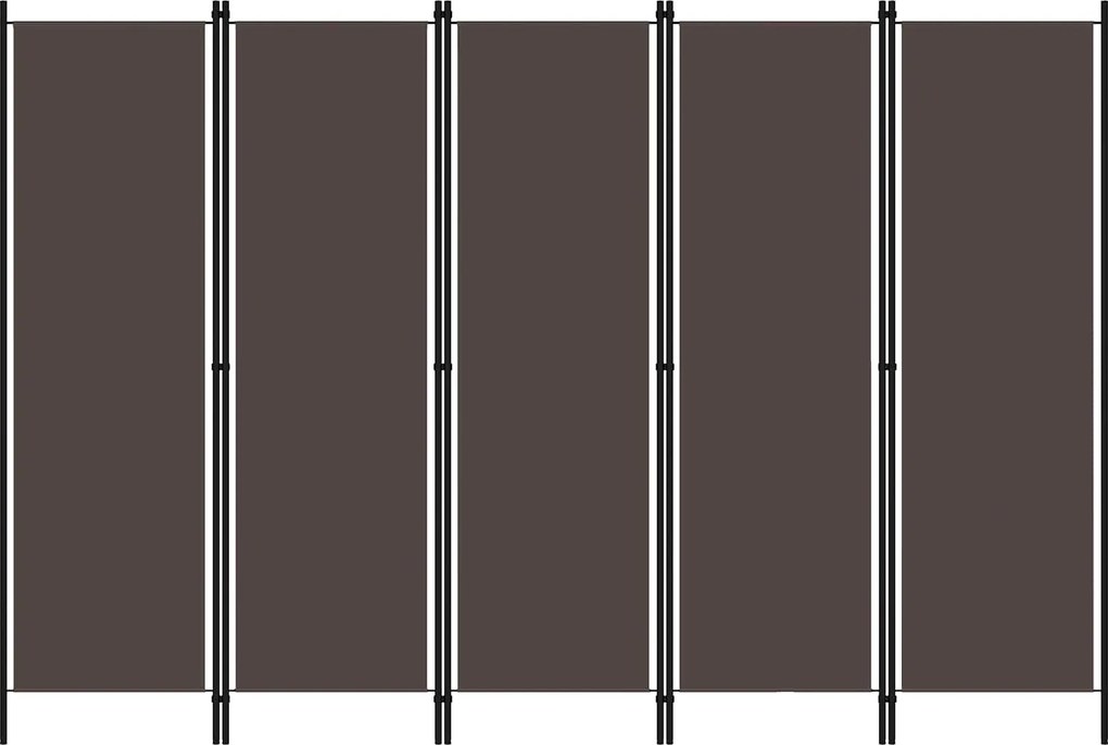 5dílný paraván hnědý 250 x 180 cm 320724