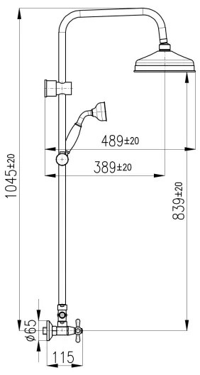 RAV Slezák MK181.5/7CMATSM - Sprchová sada s baterií MORAVA RETRO černá/mosaz