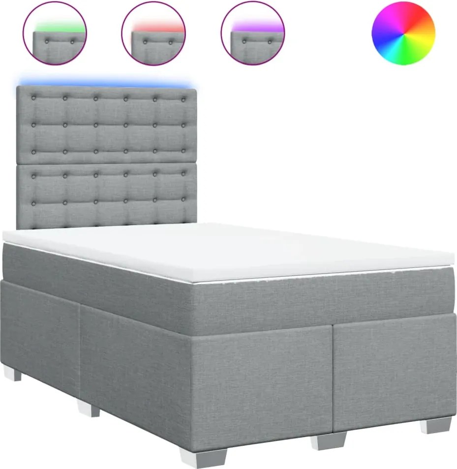 Box spring postel s matrací světle šedá 120 x 200 cm textil 3292769