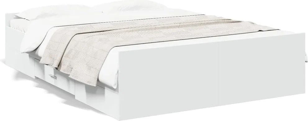 Rám postele se zásuvkami bílý 135 x 190 cm kompozitní dřevo 3280314