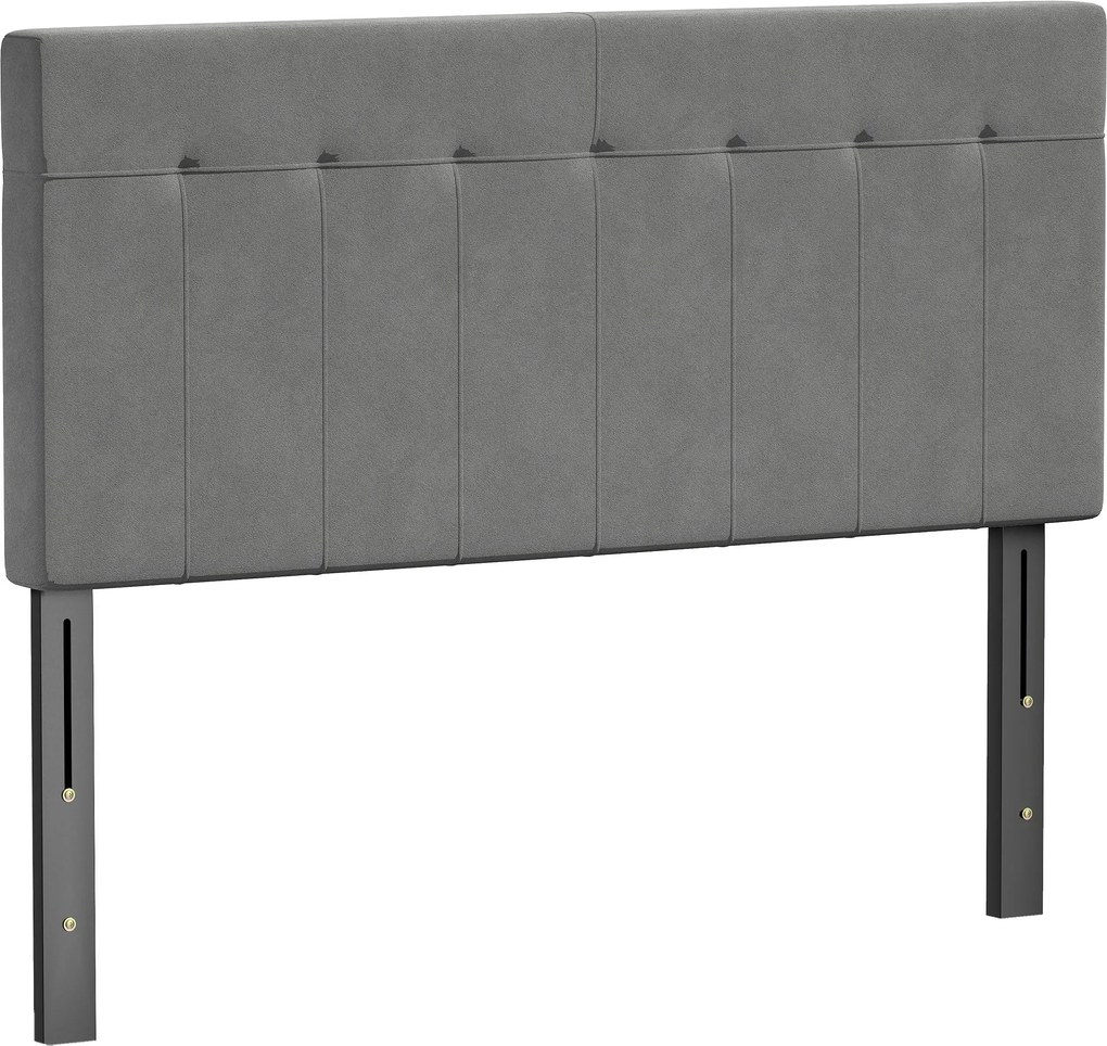 HOMCOM čalouněné čelo se sametovým vzhledem, 3 výšky, kovové nohy — pro šířky 135–140 cm | Aosom