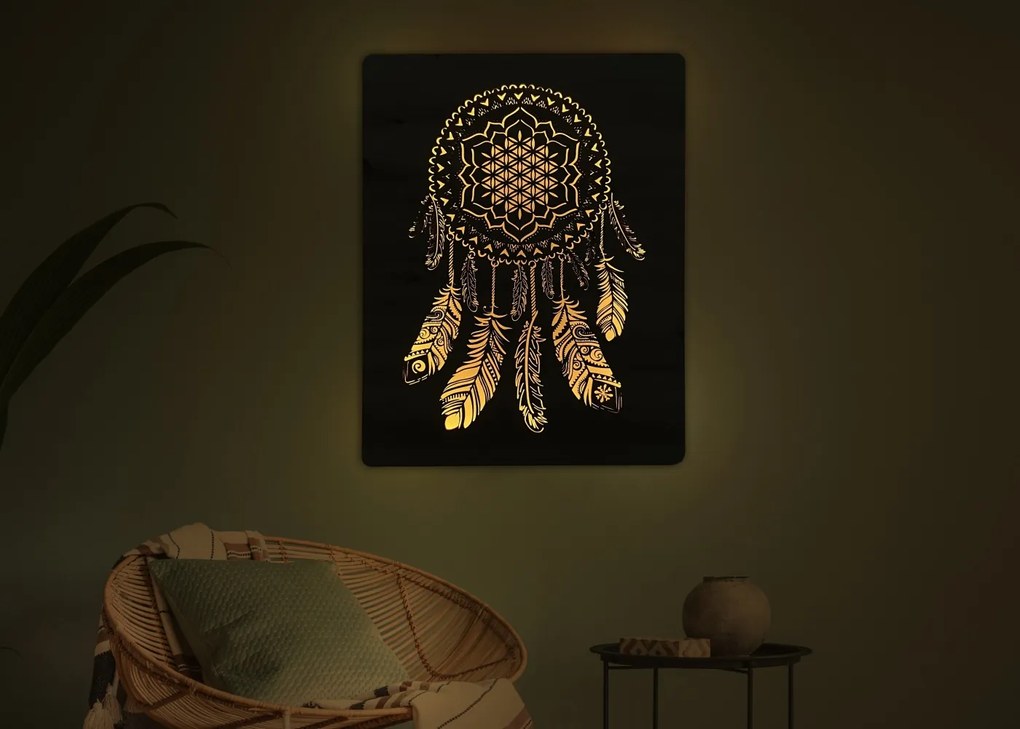 Li-Go "Lapač" světelný obraz 230V 62x80cm provedení povrchu: dub světlý