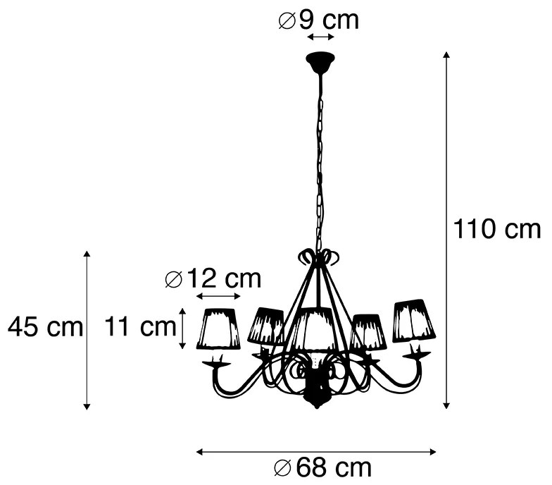Lustr bílý s plisovanými krémovými stínidly 5 světel - Giuseppe