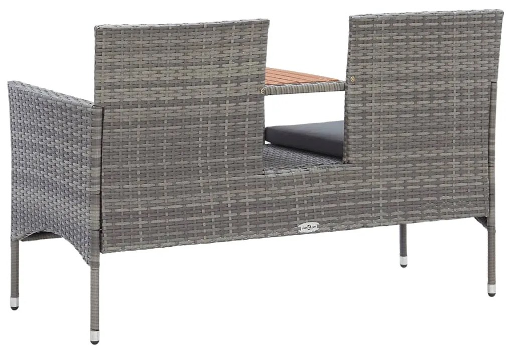 2místná zahradní lavice s čajovým stolkem 143 cm polyratan šedá - Default Title
