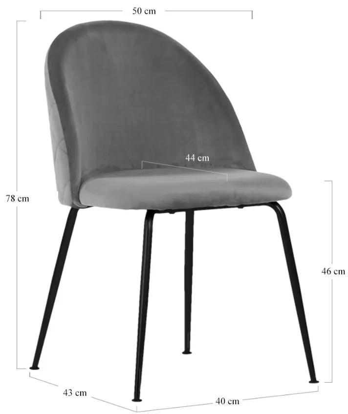 DNYMARIANNE -25% Nordic Living Šedá sametová jídelní židle Anneke s černou podnoží