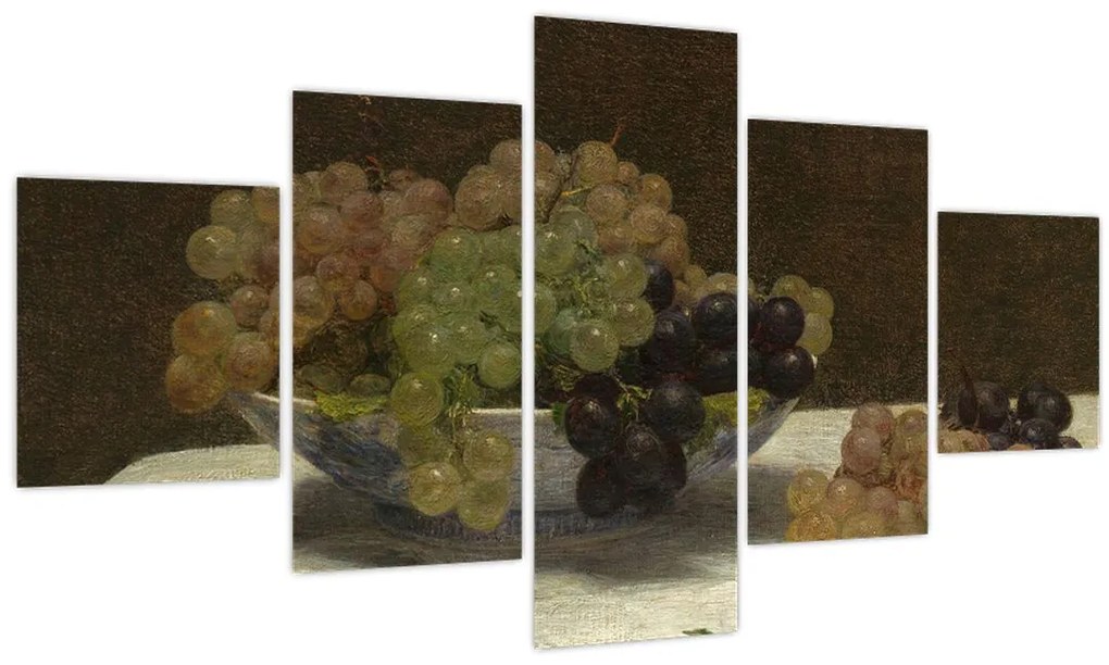 Obraz - Henri Fantin-Latour, Still Life with Grapes and a Carnation, reprodukce (125x70 cm)