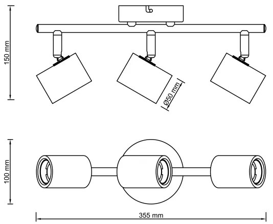 Brilliant - Bodové svítidlo KERRY 3xE27/40W/230V černá/bambus