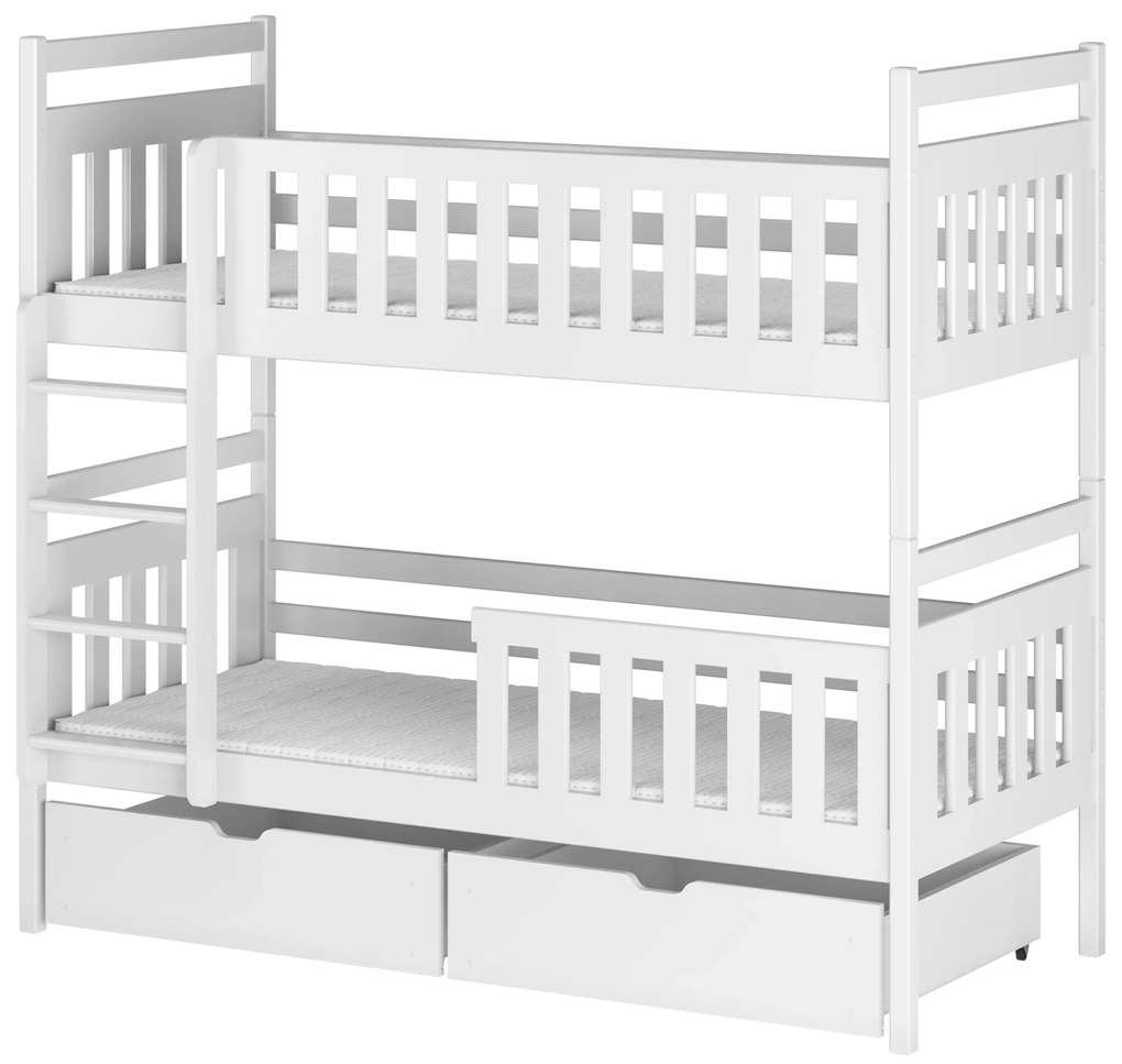 Legno Dětská patrová postel Monna bílá Rozměr (cm): 80x180