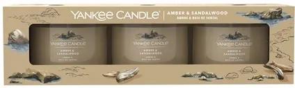 Yankee Candle Sada Votivní svíčky ve skle Amber & Sandalwood, 3 x 37 g