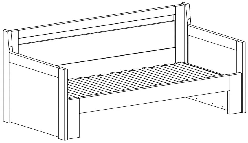 BMB Postel Tandem PLUS s područkami - masivní buk Moření: Káva, Provedení: oblé, Rozměr: 90/170 x 200 cm