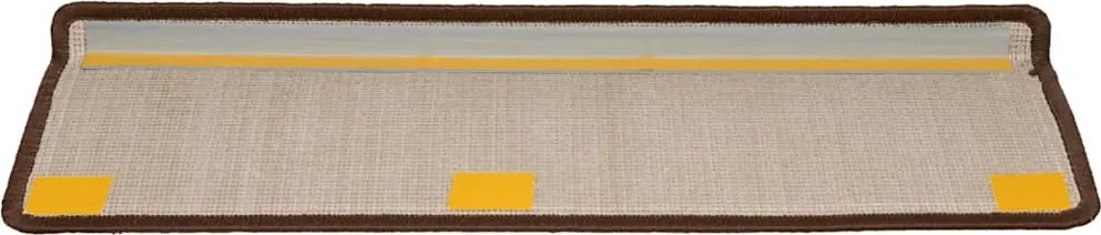 Schodové rohože 15 ks 65 x 21 x 4 cm hnědé s obdélníkovým okrajem 134578