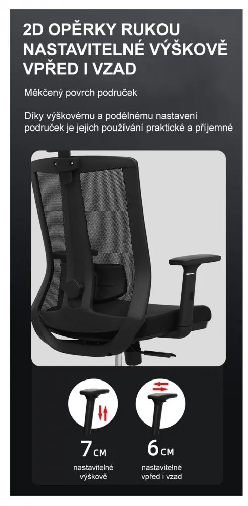 Ergonomická kancelářská židle ERGODO SITARA - černá síťovina / nosnost 150 kg
