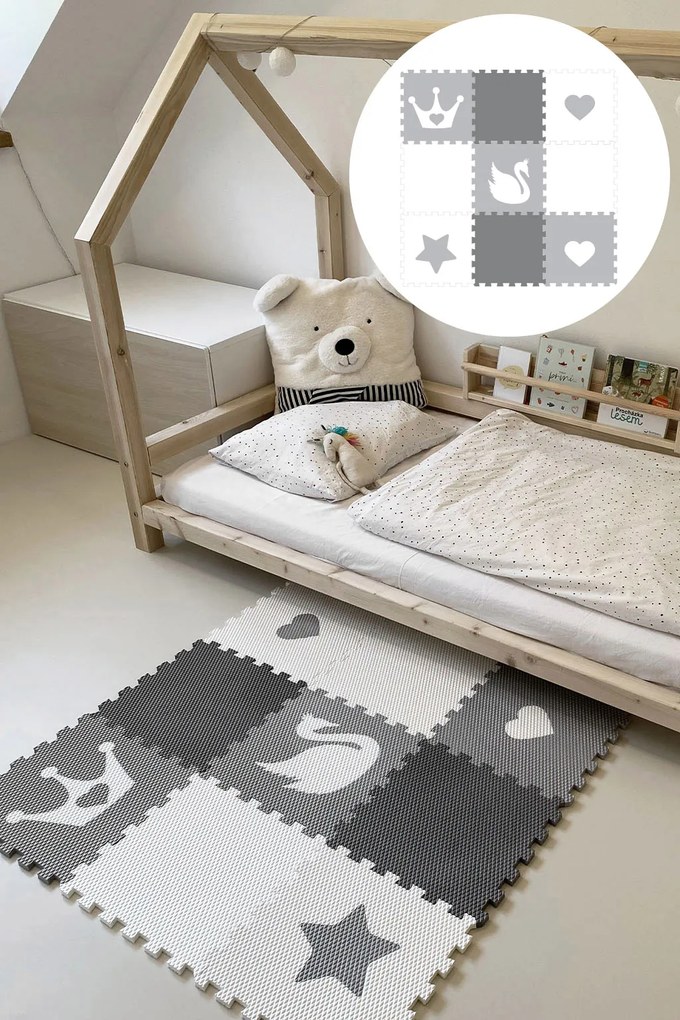 Minideckfloor podlaha 9 dílů - hvězda, srdce, labuť a korunka 220157