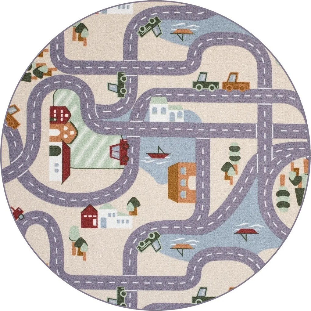 Vopi, Dětský kusový koberec Scanroad 39 kruh, 300x300 (průměr) kruh, vícebarevná, dětský pokoj