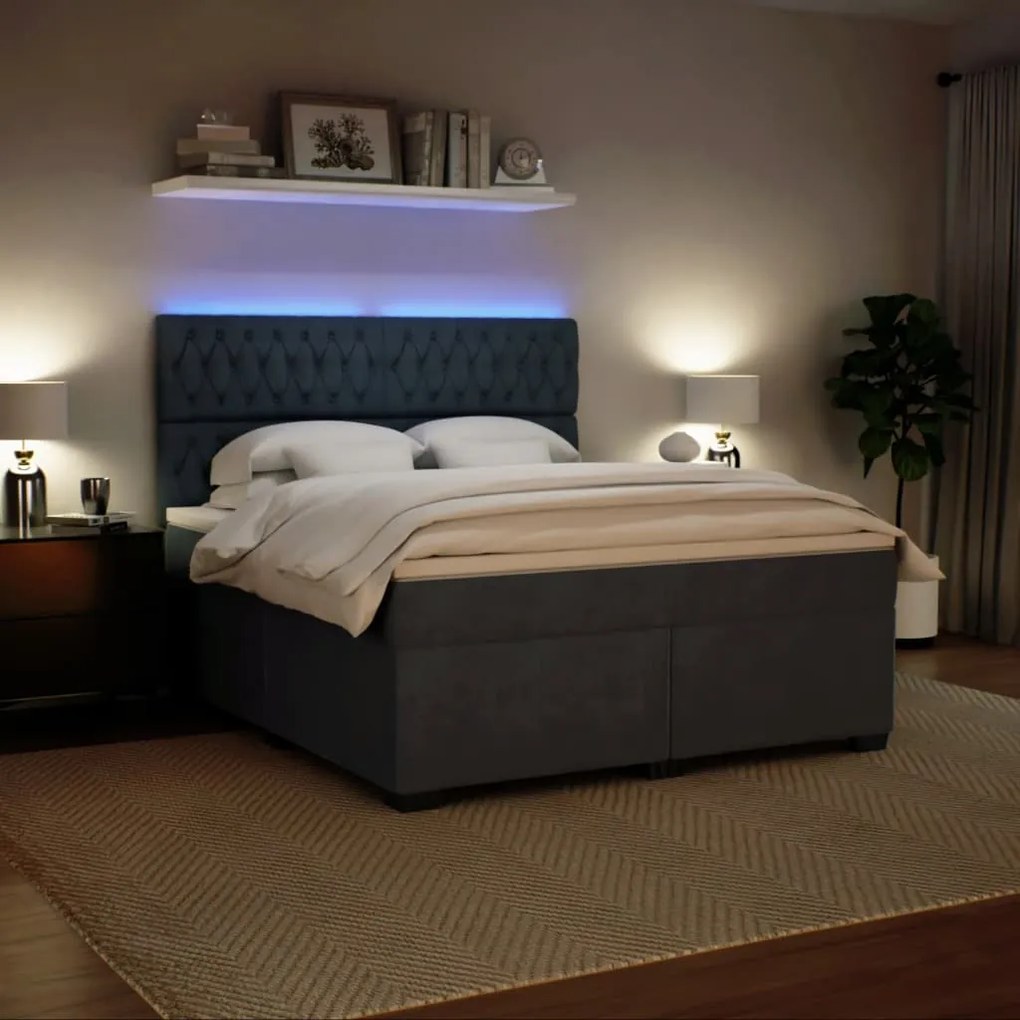 Box spring postel s matrací tmavě šedá 180x200 cm samet 3293285