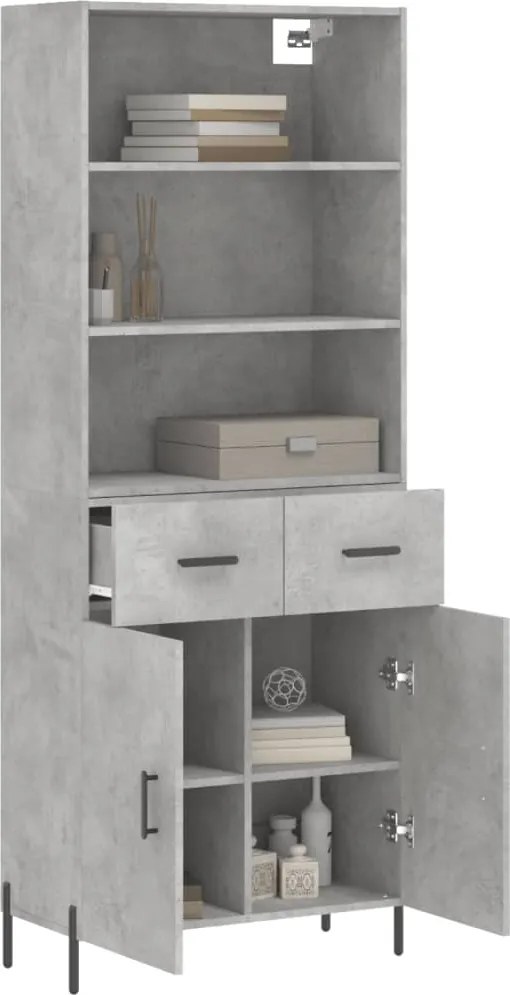 Skříň highboard betonově šedá 69,5x34x180 cm kompozitní dřevo 3200525