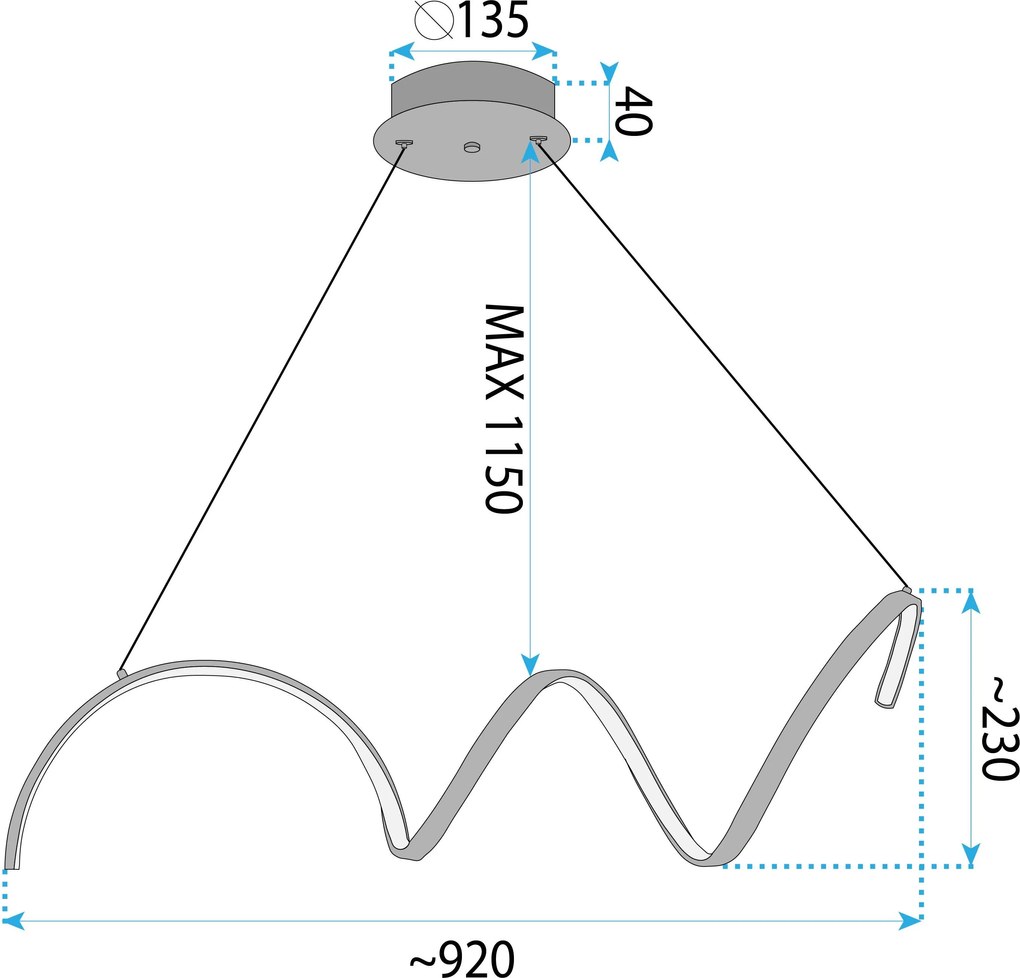 Toolight Toolight, LED závěsné svítidlo 90cm, 26W, 3000K, LHJ025-CP, chromová, OSW-60016