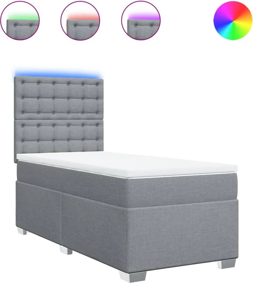 Box spring postel s matrací světle šedá 80 x 200 cm textil 3292629