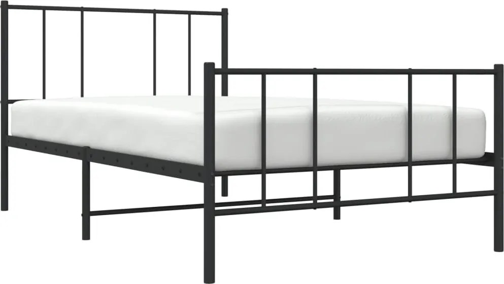 vidaXL Kovový rám postele s hlavovým a nožním čelem 107 x 203 cm [352494] Barva: Bílá