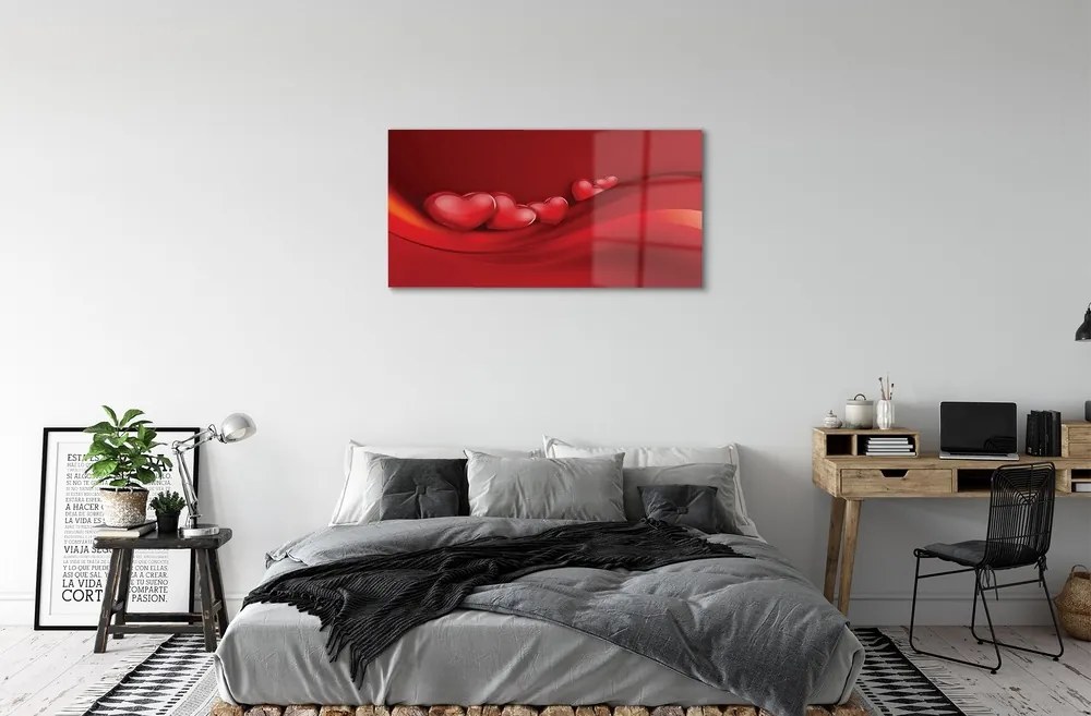 Obraz na skle Červené srdce pozadí 120x60 cm