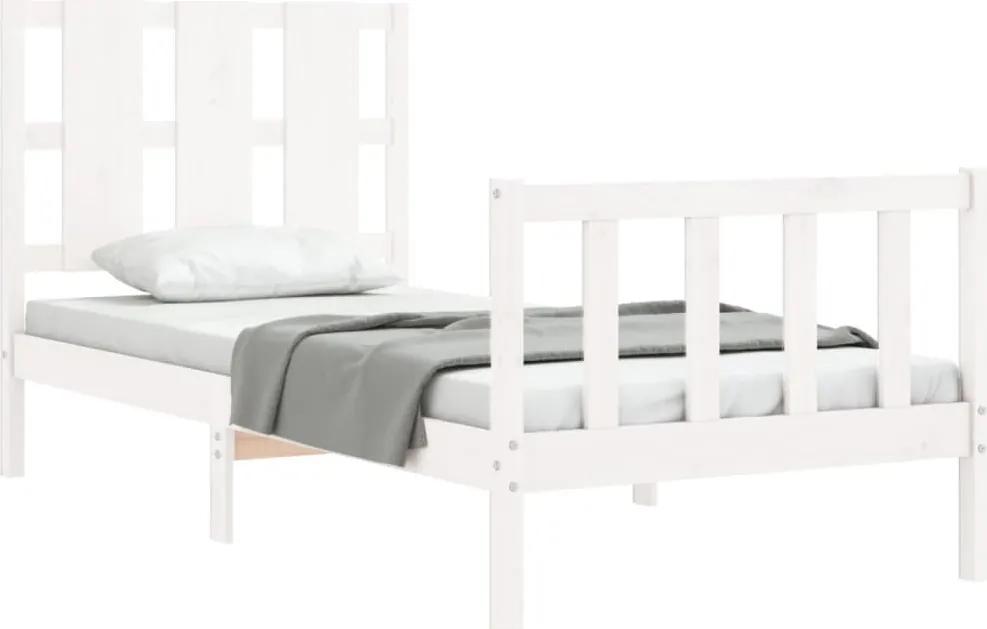 vidaXL Rám postele s čelem 90 x 200 cm masivní dřevo [3192217] Barva: Černá