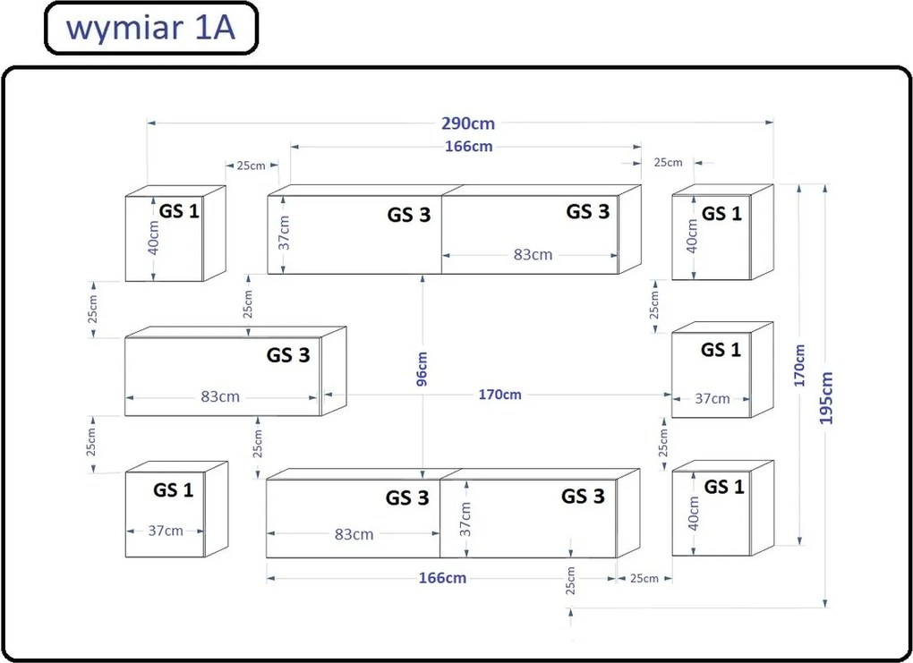 Ral Obývací stěna Luxe 1 - Bílo-černý lesk